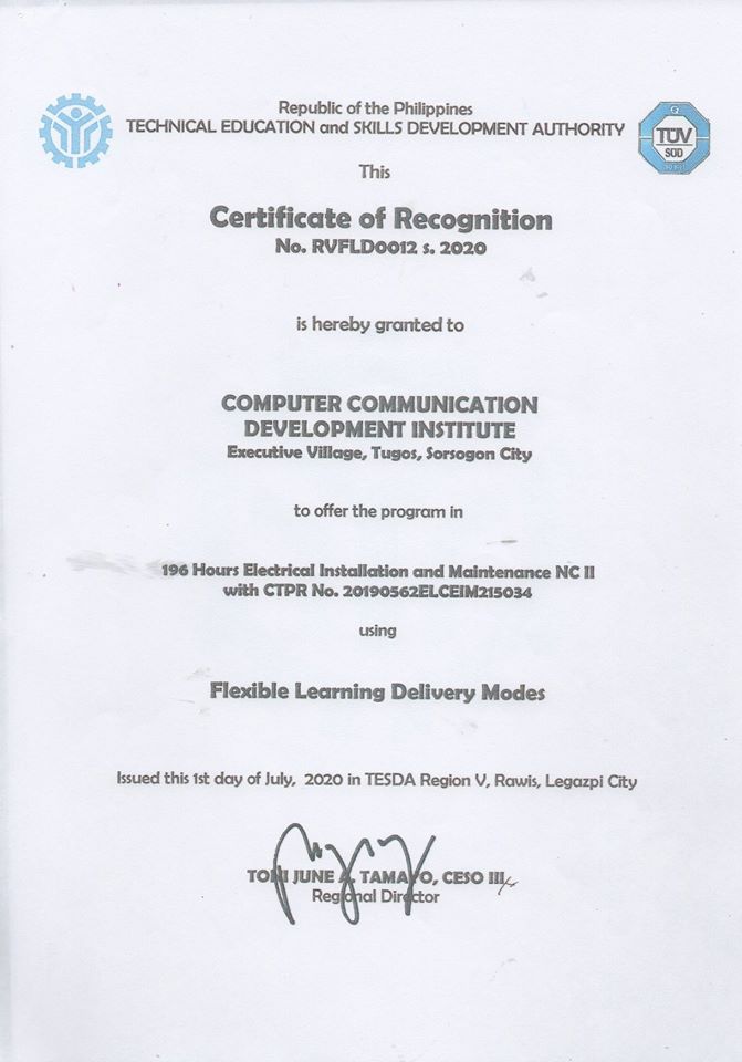 TESDA approves CCDIs Flexible Learning – CCDI Sorsogon Official Website